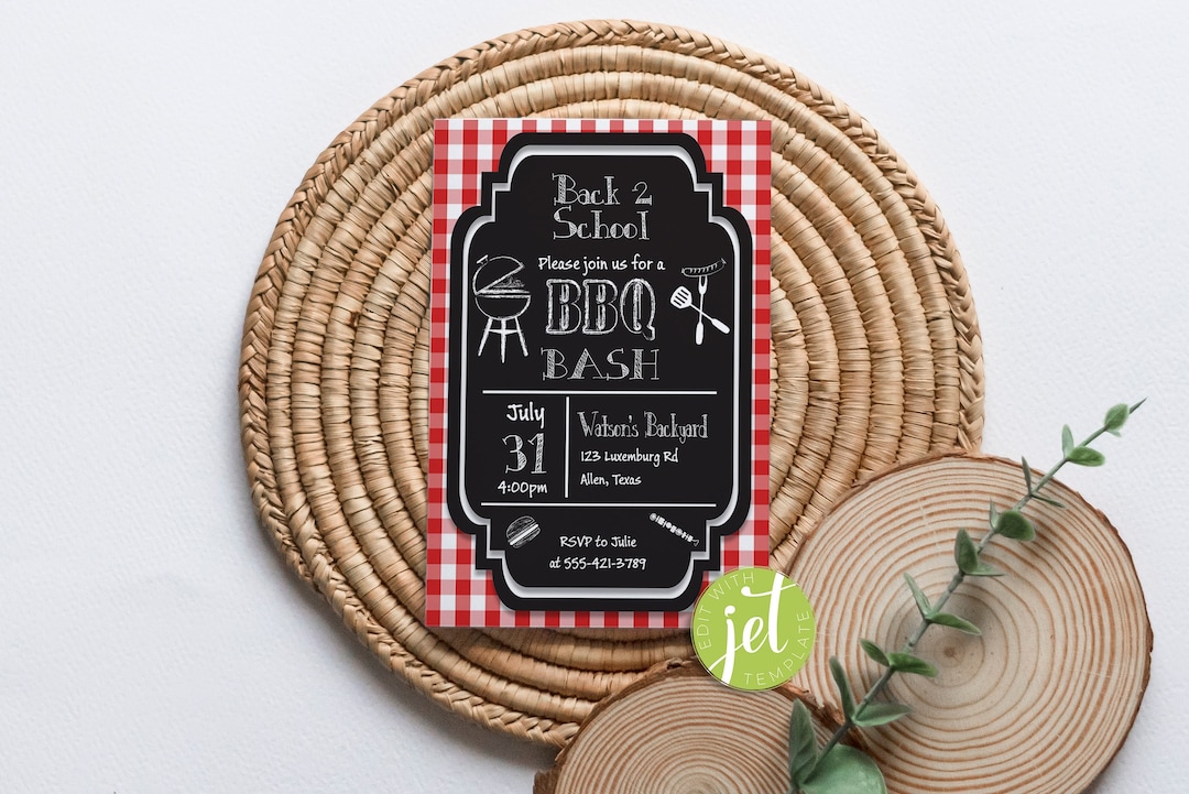 Back to School Invitation Editable BBQ Invitation Barbecue Backyard ...