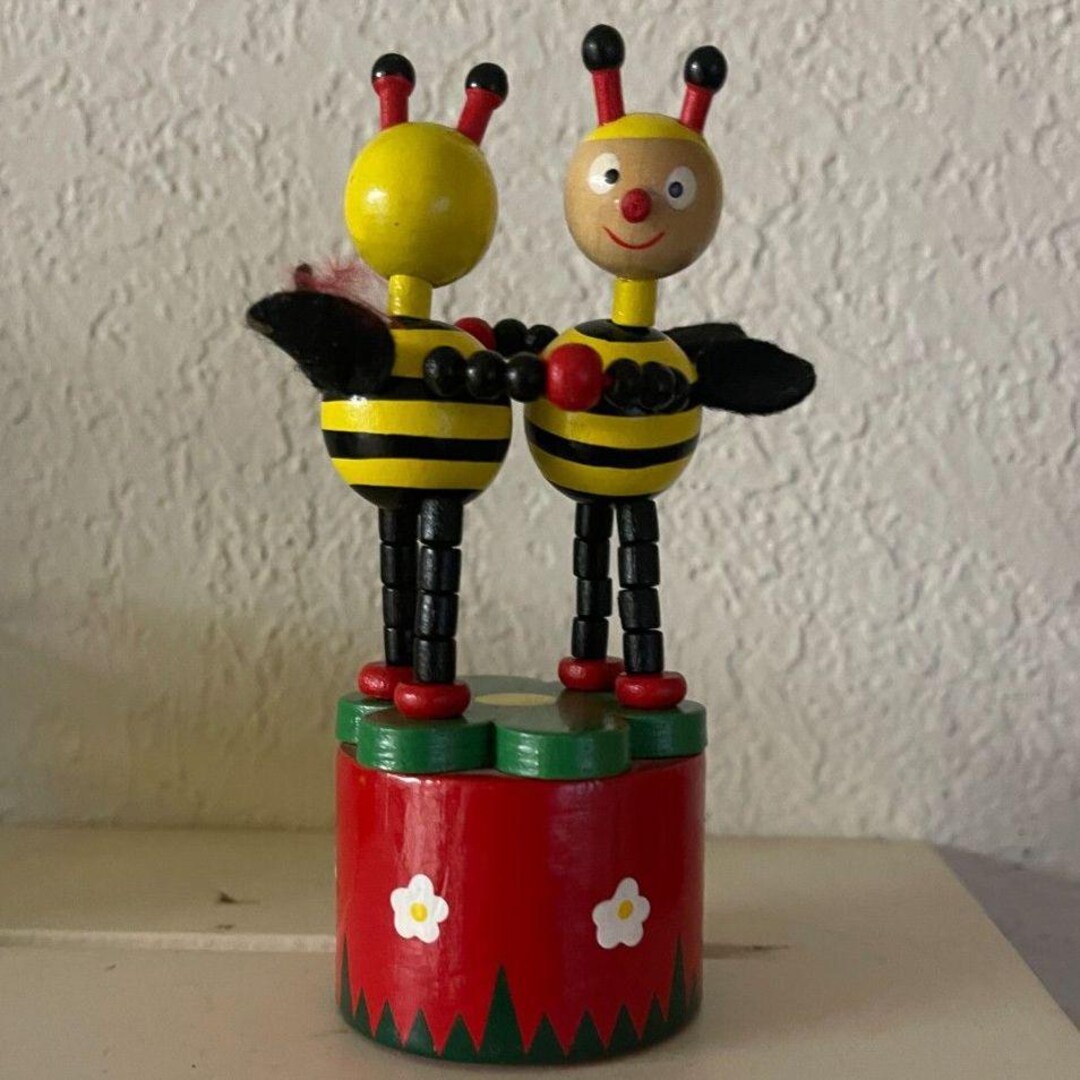Petra Toys Wooden Dancing Bees Push Puppet Baby Einstein Vintage Hand ...
