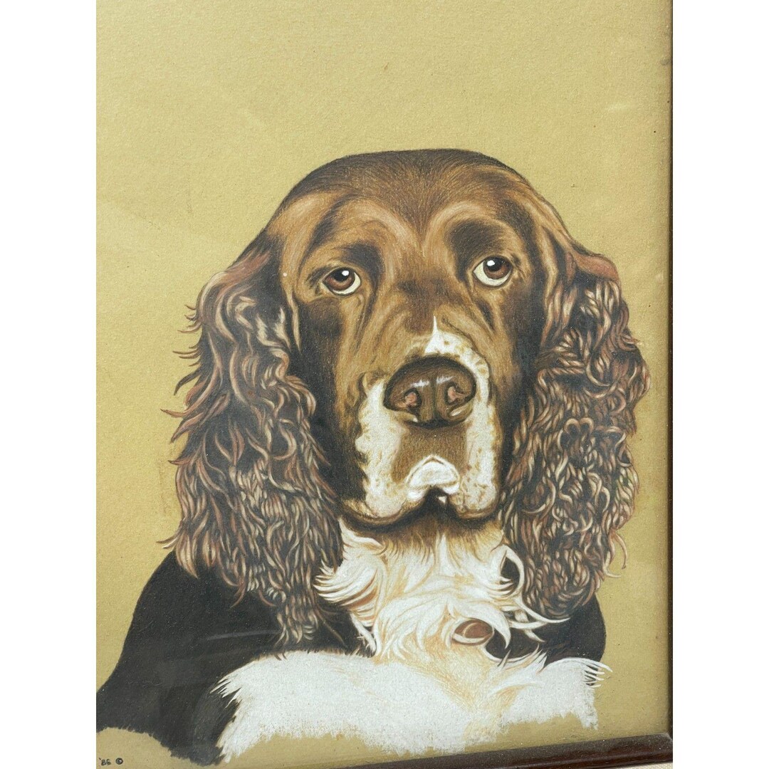 Vintage 1986 Springer Spaniel Dog Wall Art Picture Framed Painting by ...