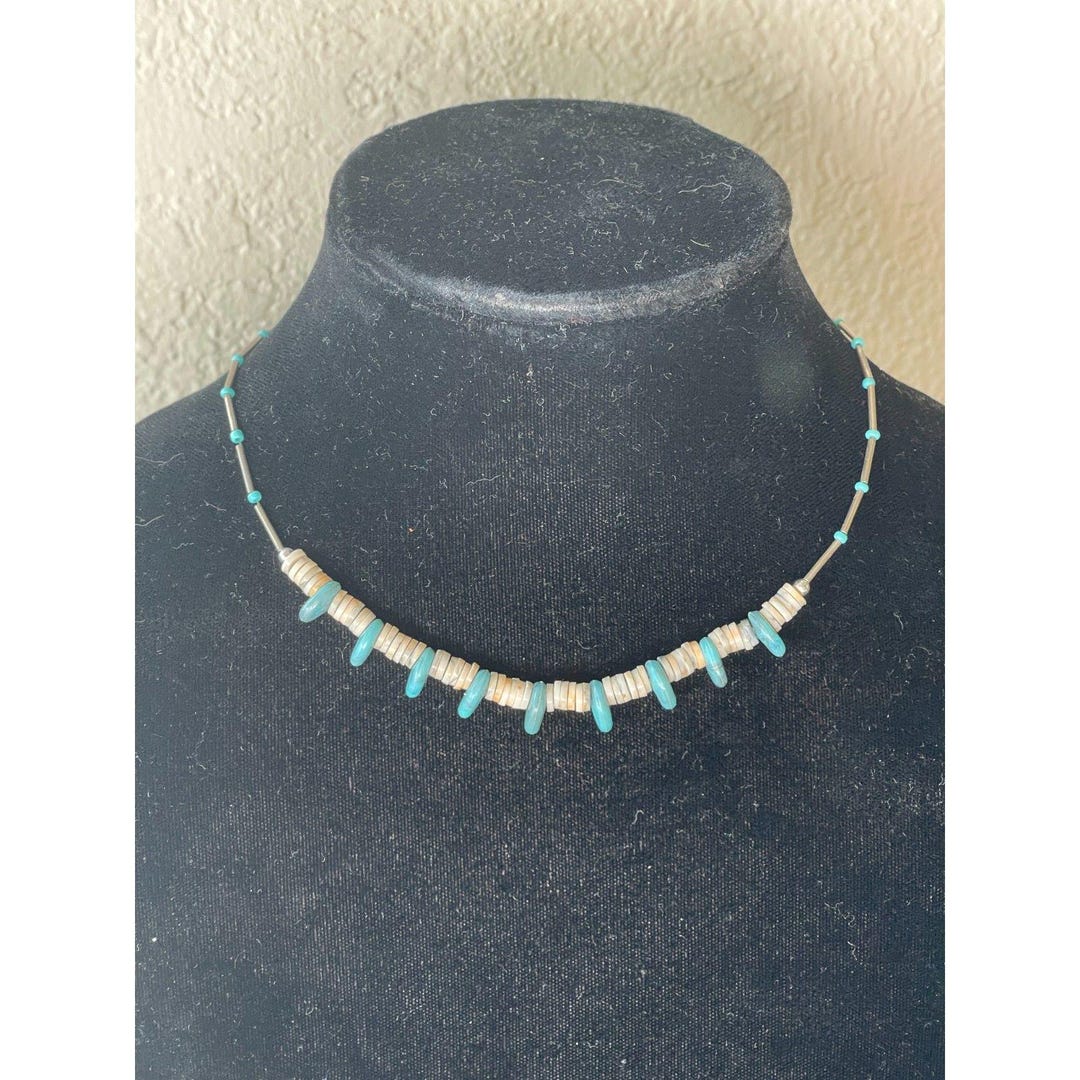 Vintage 1970s Puka Shell, Silver & Turquoise Beach Hawaii Boho Pooka ...