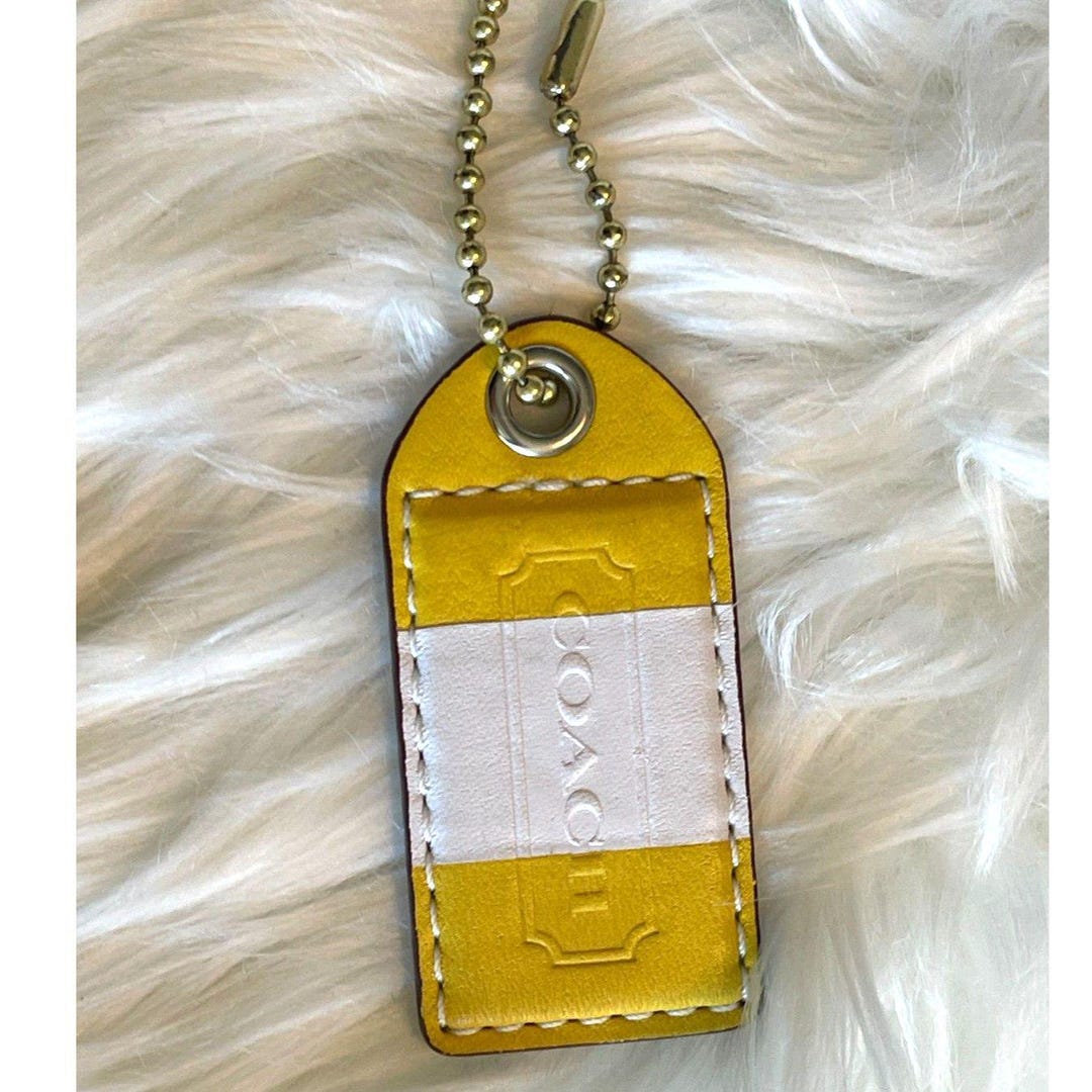 Vintage Coach Leather & Gold Brass Medallion Purse Charm Keychain Hang ...