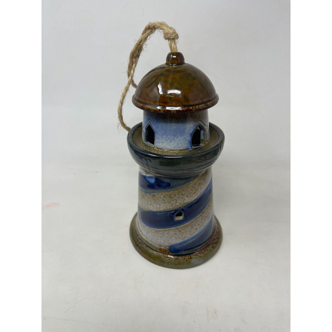 Ceramic Lighthouse Wind Chime Hanging Garden Decor Hand Painted 8 ...
