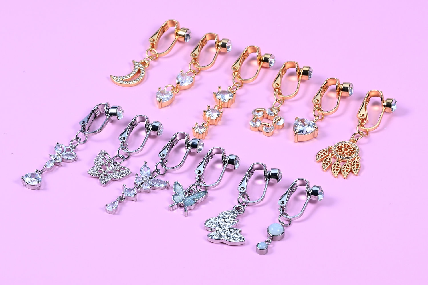 2pcs Fake Belly Button Rings Clip on Belly Piercing Surgical Steel Fake ...