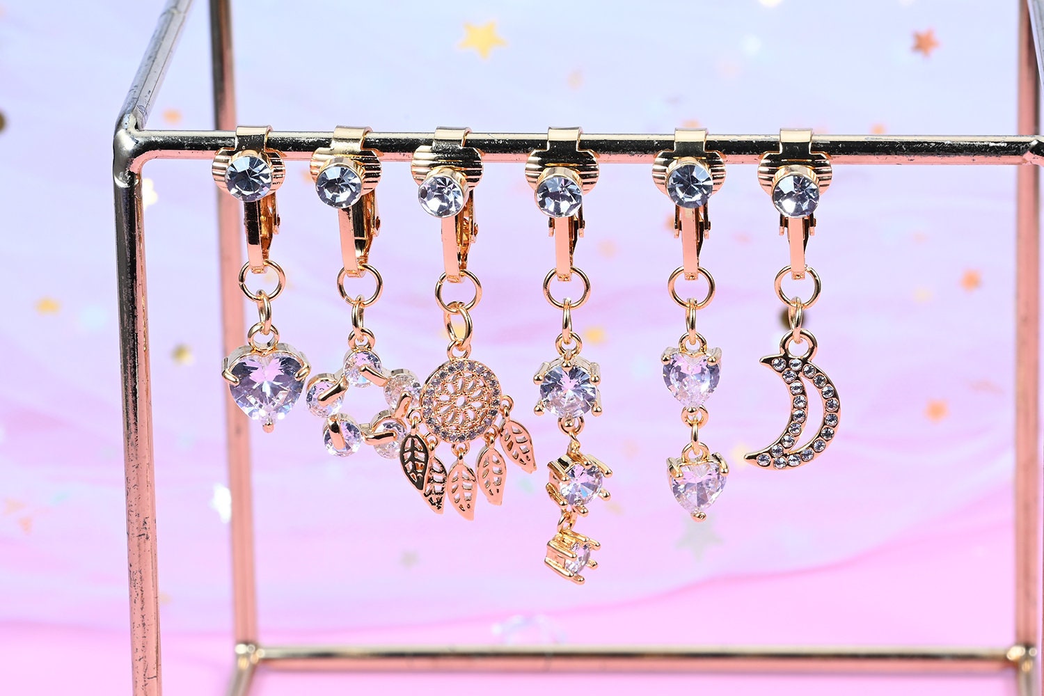 2pcs Fake Belly Button Rings Clip on Belly Piercing Surgical Steel Fake ...