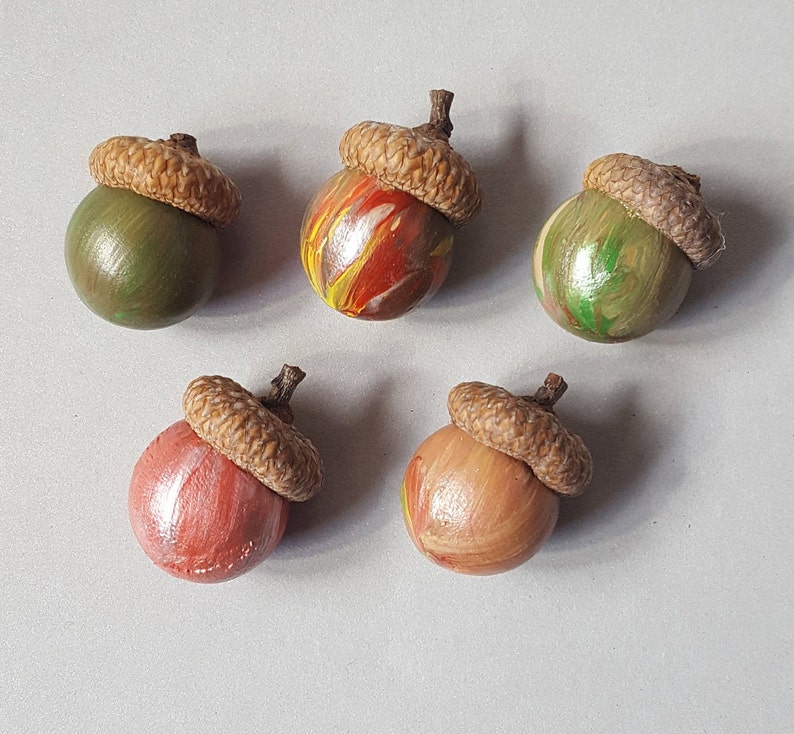 Decorative Acorns Set of 5, Made of Wood With Real "caps" - Etsy
