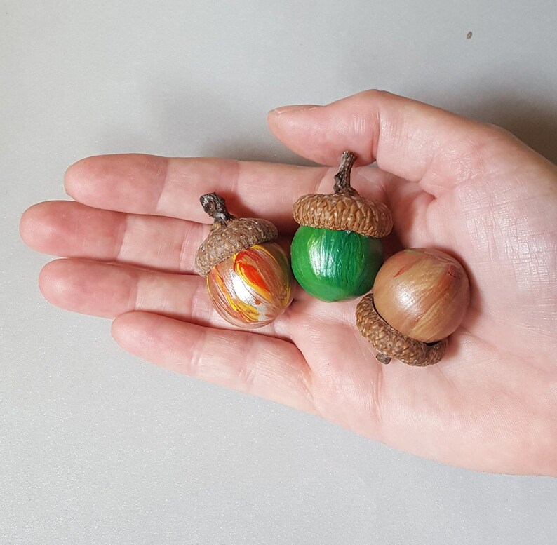 Decorative Acorns Set of 5, Made of Wood With Real "caps" - Etsy