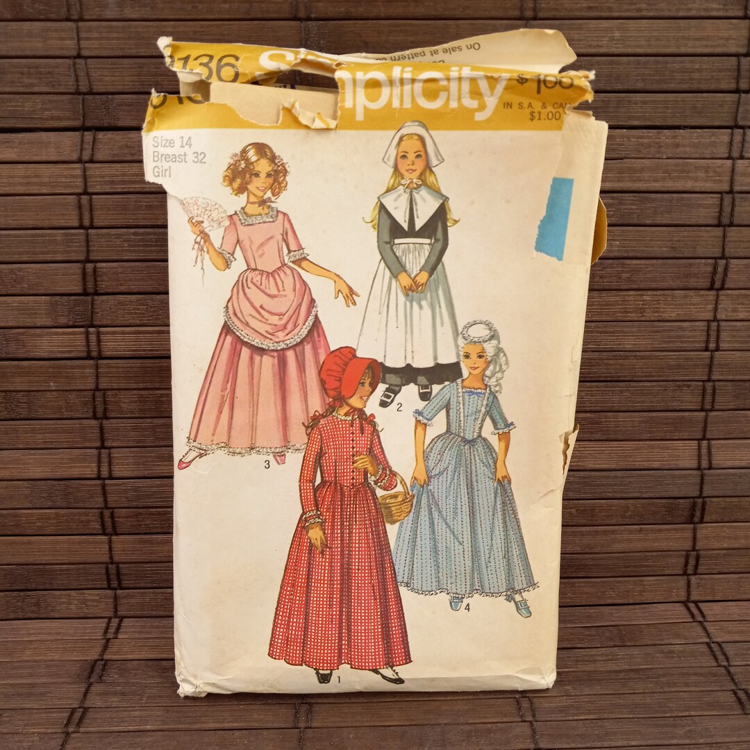 Prairie Centennial Puritan Dress Girls 14 Costume Sewing Pattern ...