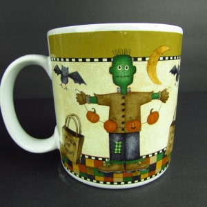 Debbie Mumm Frankenstein Scarecrow Trick or Treat Halloween Mug 1998 ...