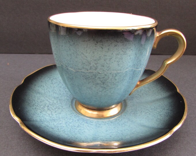 Vintage Carlton Ware Bleu Royale Blue Coffee Tea Cup Saucer Scalloped ...