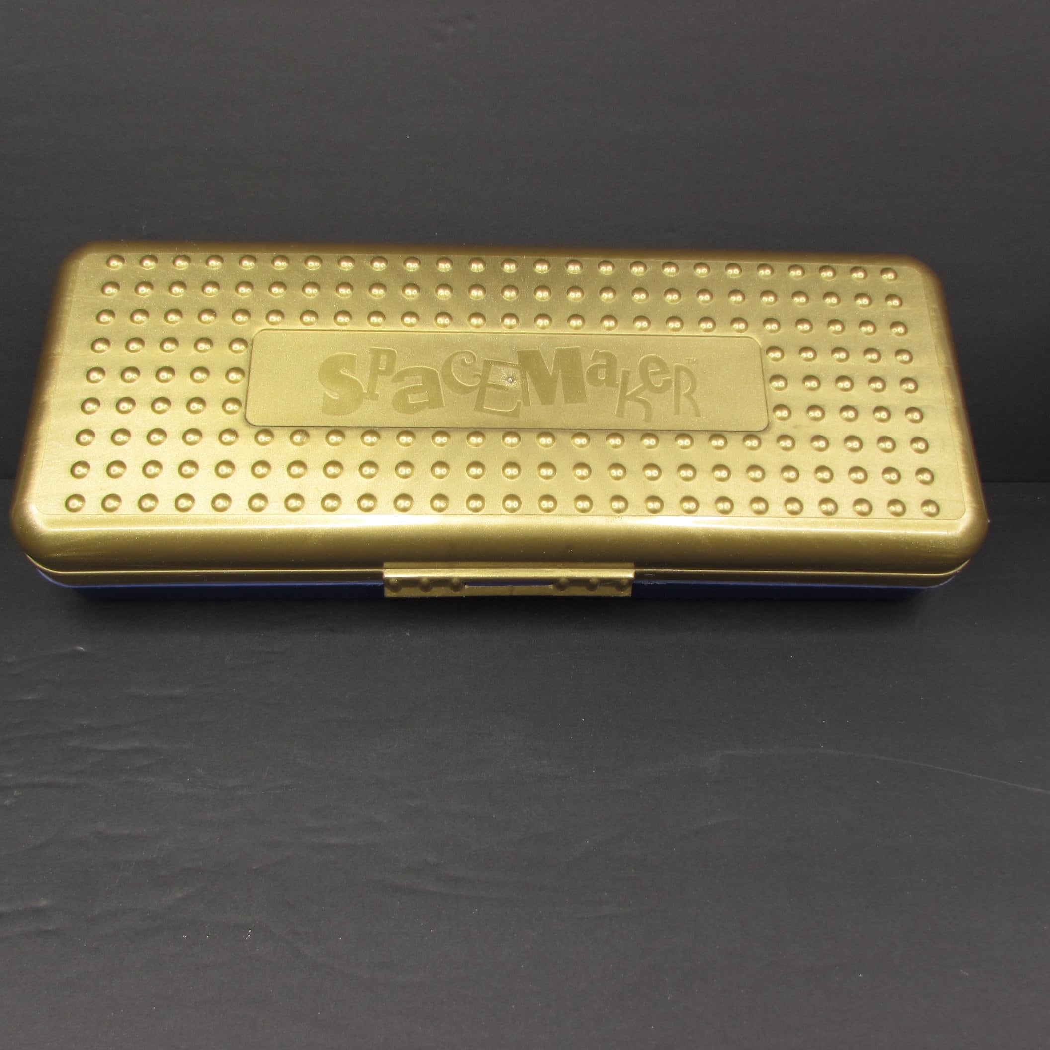 Spacemaker Vintage 90s Long Pencil School Box Gold Blue Art - Etsy