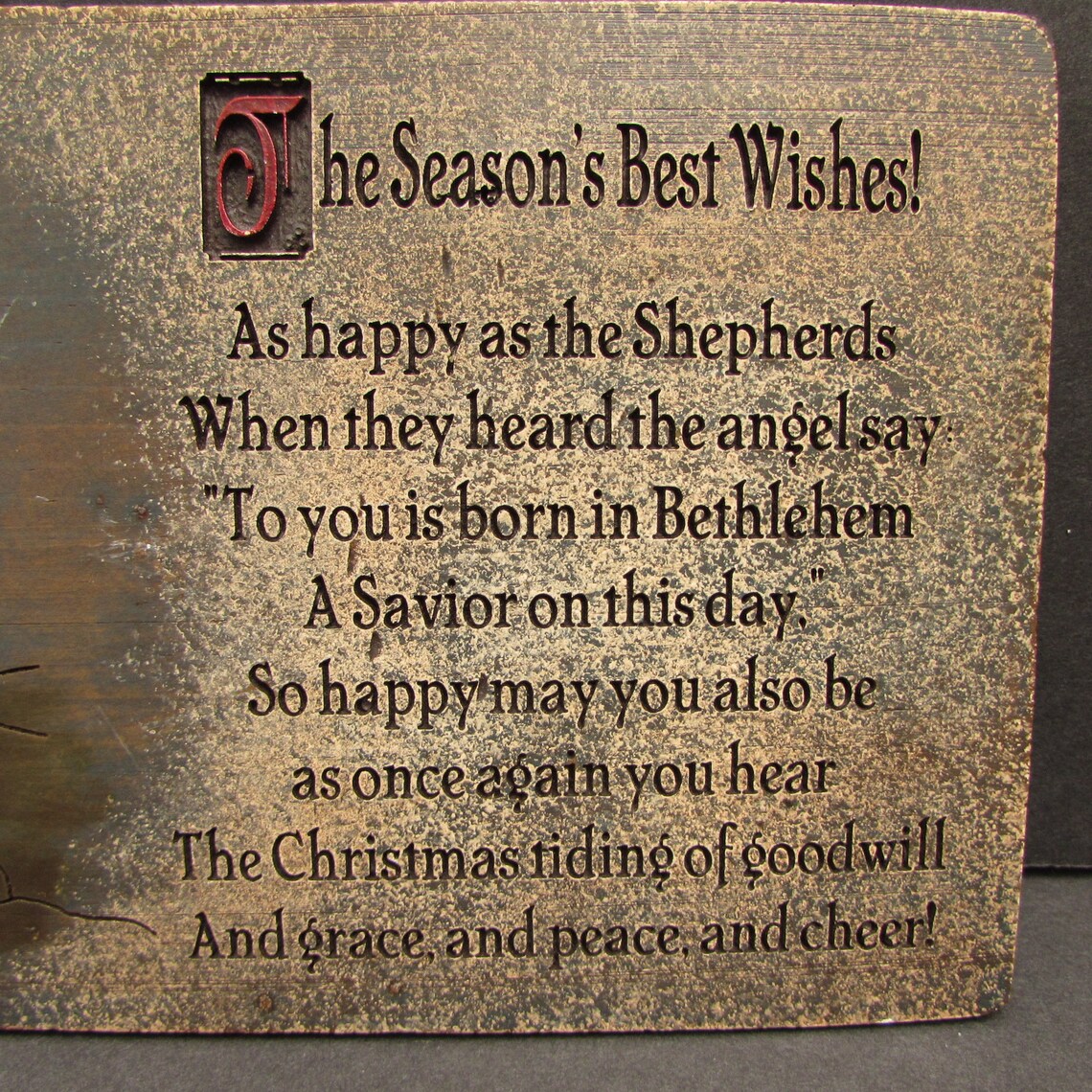 Salem Collection Reproduction Treenware Christmas Plaque Season's Best ...