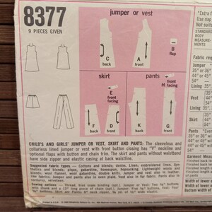 Vintage 1960s Girls 6 Jumper Vest Pants Simplicity 8377 Sewing Pattern ...