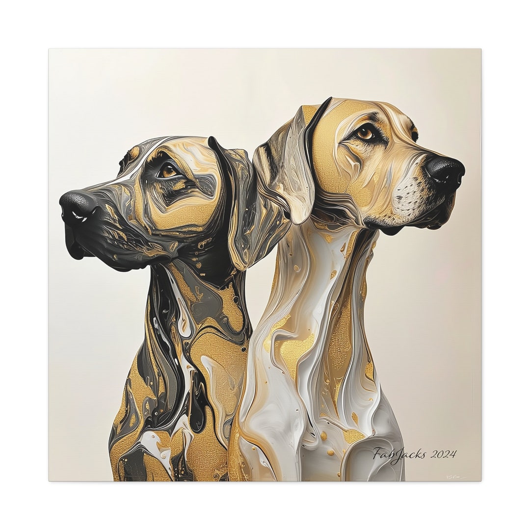 Huggable Hounds Canvas Wrap, Original Dog Art Printed on High Quality ...