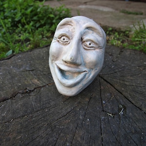 Man Head Sculpture. Crackle & Antique Effects. Handmade Stoneware Fine ...