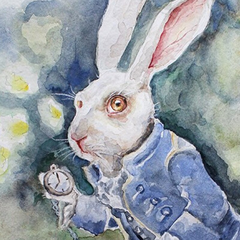 White Rabbit Print - Etsy