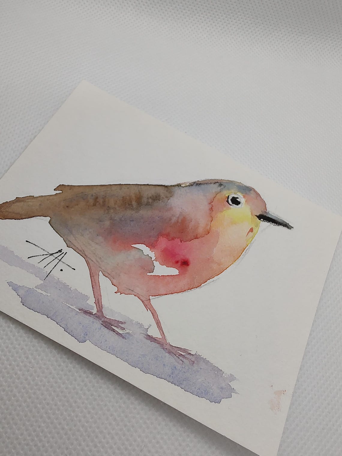 Small Bird Watercolor Painting: Original Pink-throated Bird Art - Etsy