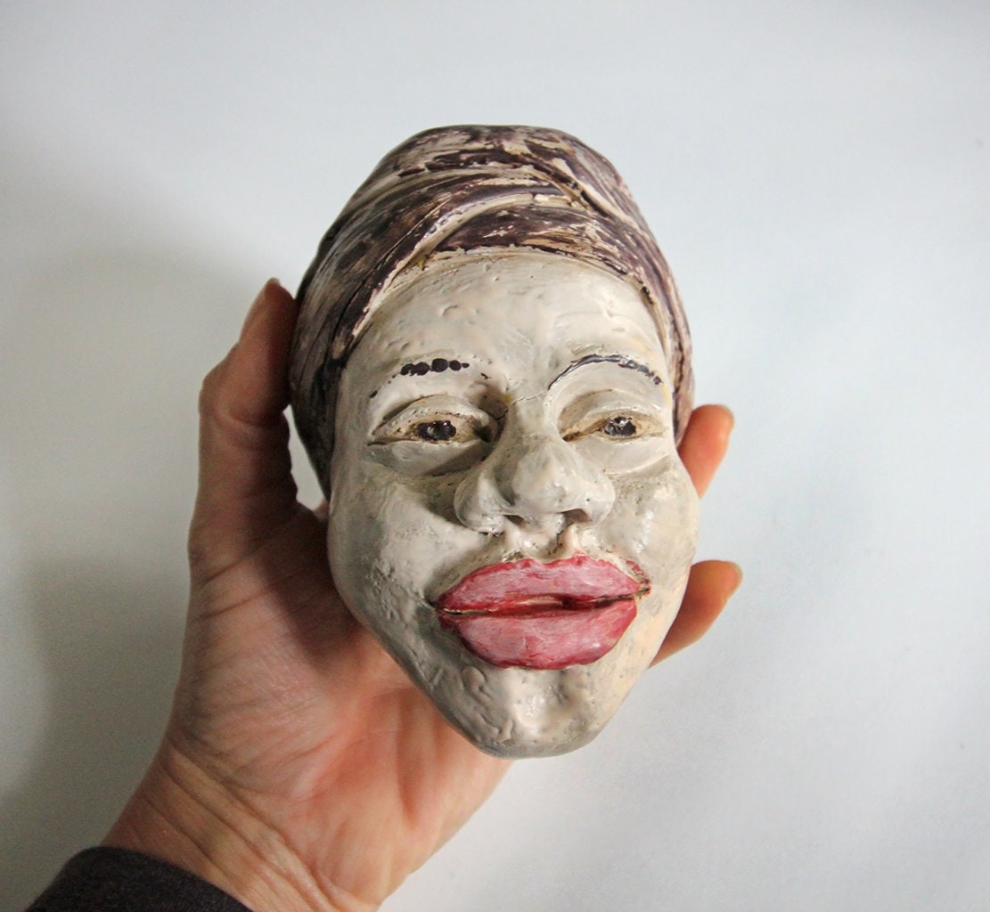 Ceramic Head Sculpture. Turban Head. Crackle & Antique Effects ...