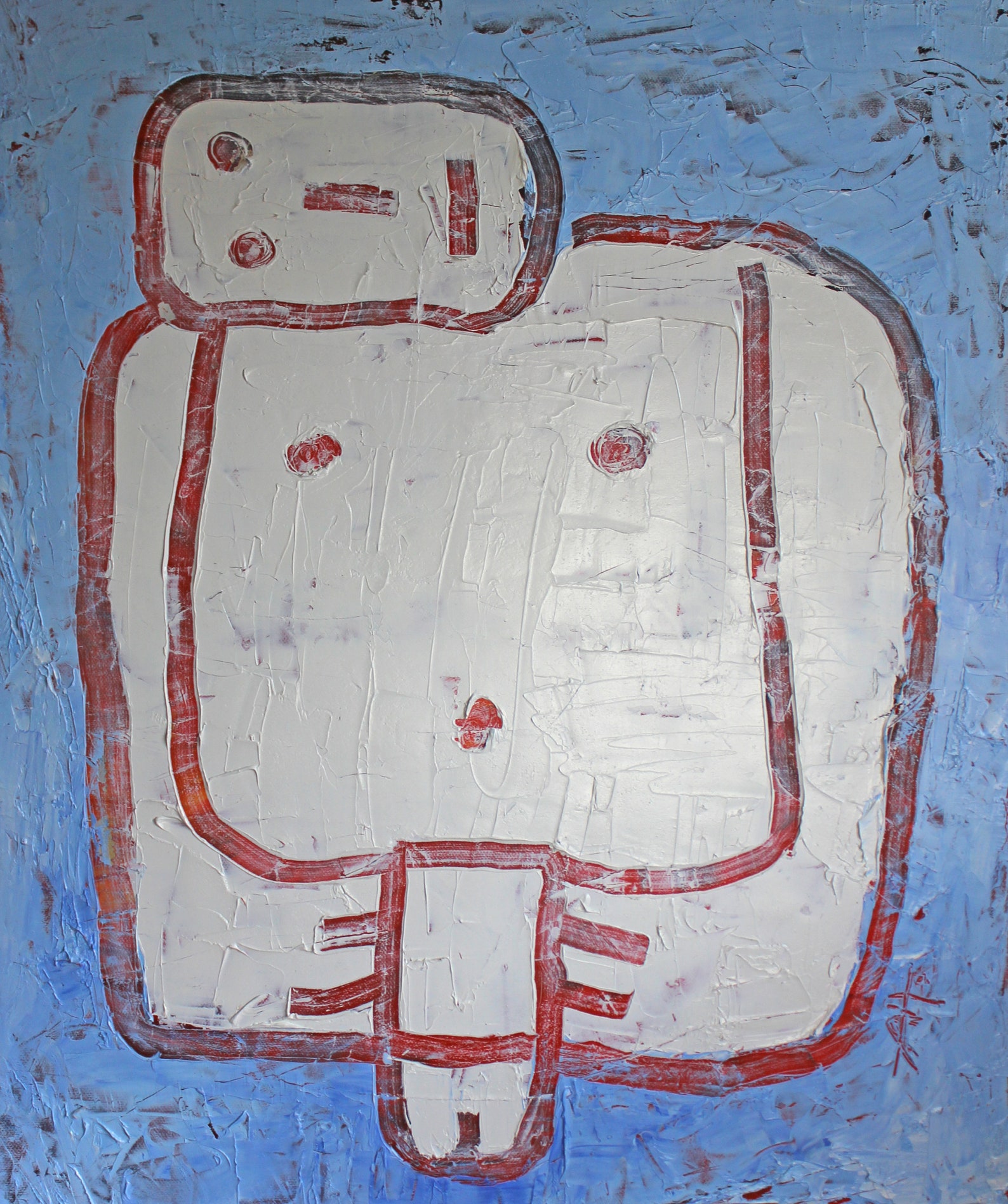 Abstract Figurative Painting. Abstract Man. Primitive Man Naive Art ...