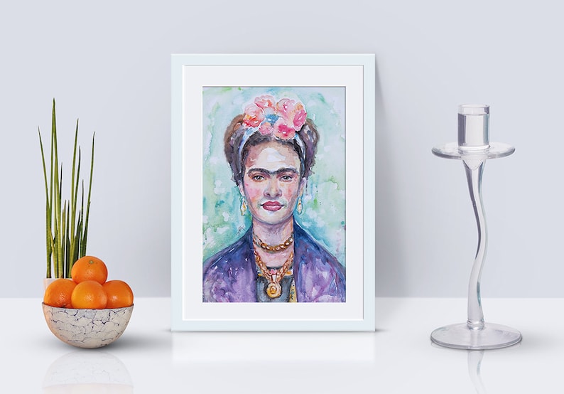 Frida Kahlo Print of Original Watercolor. Woman Painters Art. Frida ...