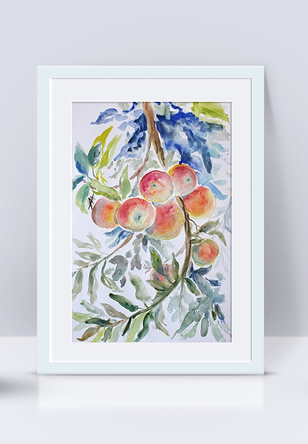 Apple Tree Print of Original Watercolor. Garden Art. Printable Apple ...