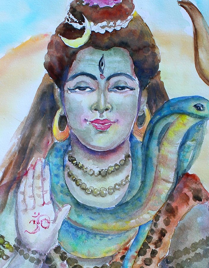 Lord Shiva Poster. Portrait Print of Original Watercolour Painting ...