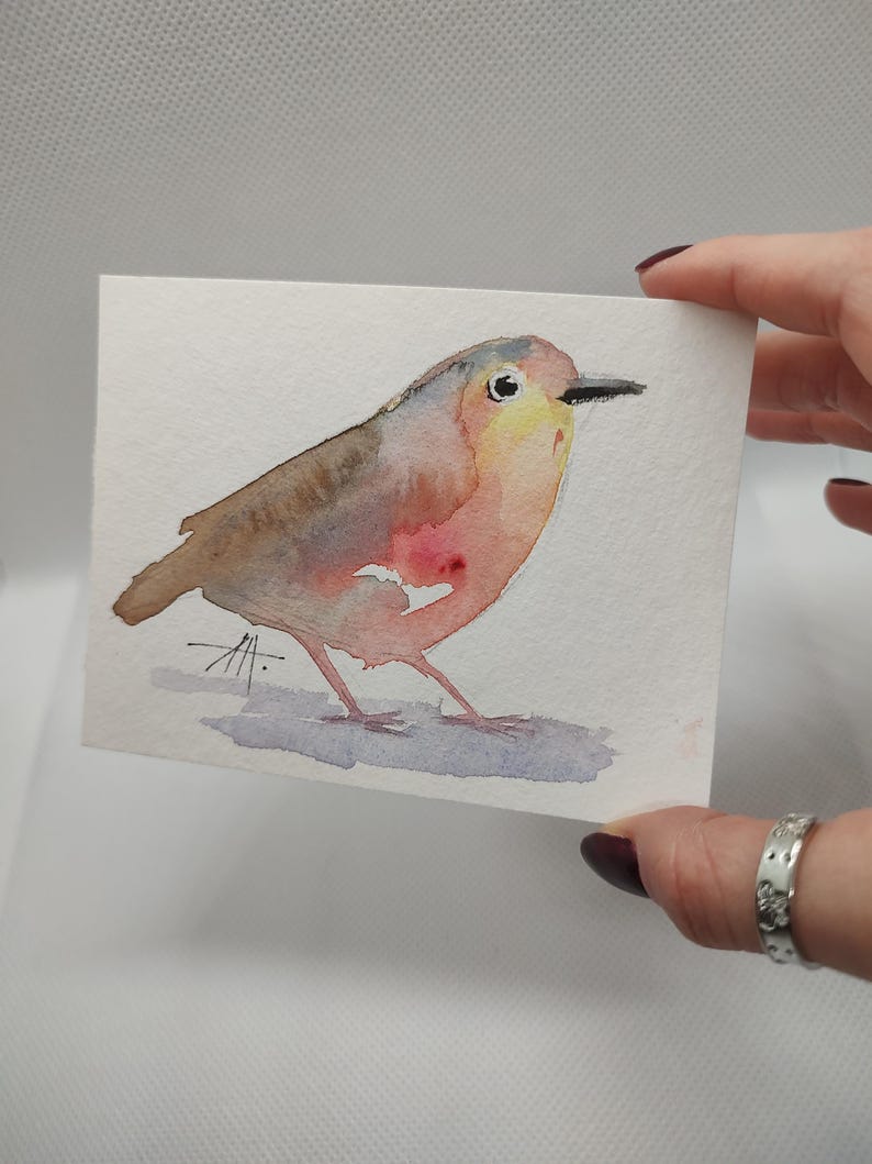 Small Bird Watercolor Painting: Original Pink-throated Bird Art - Etsy