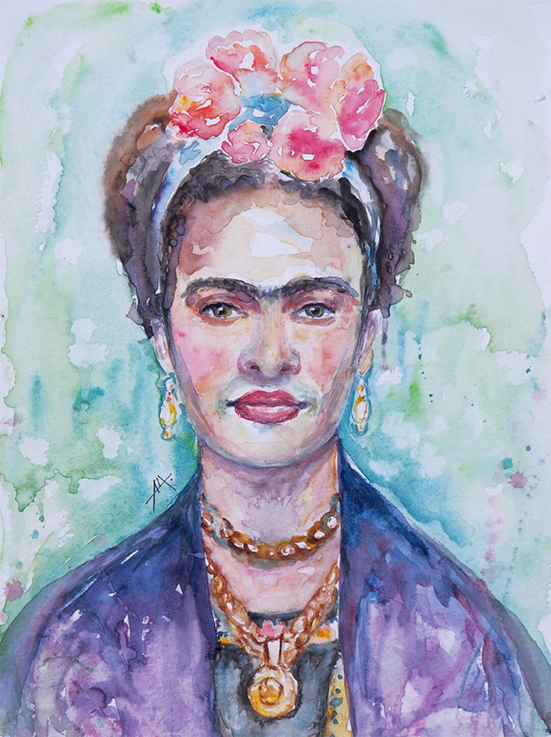 Frida Kahlo Print of Original Watercolor. Woman Painters Art. - Etsy