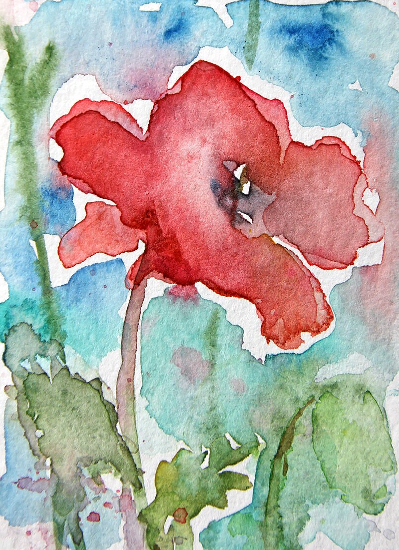 Red Poppy Print. Red Poppy Painting. Poppy Watercolor. Popies - Etsy