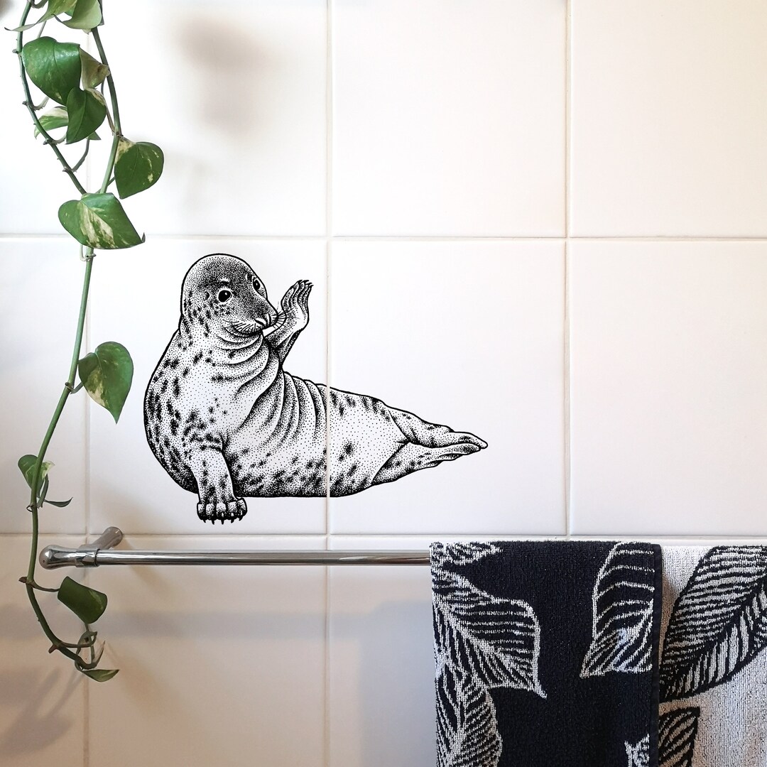 1 Transparent Sticker grey Seal - Etsy