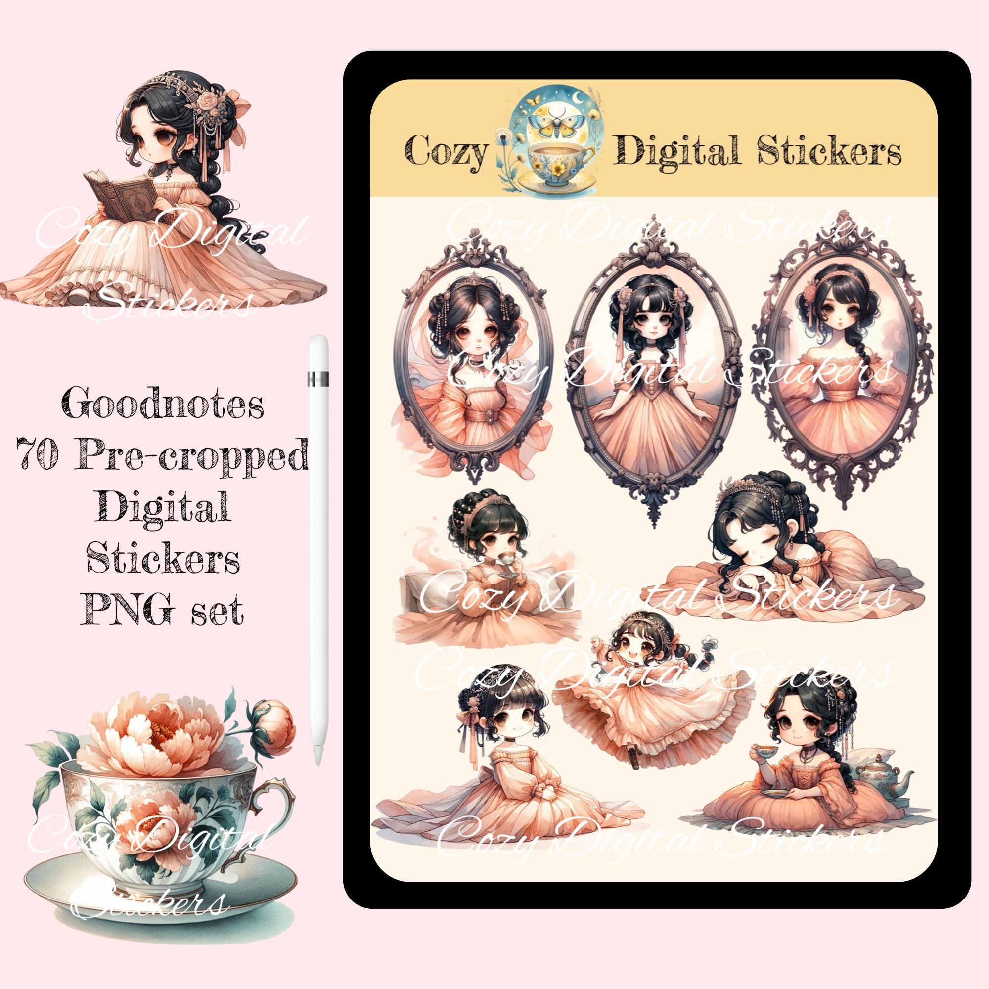 Regency Chibi Clipart Goodnotes Stickers Anime Chibi Digital Sticker ...