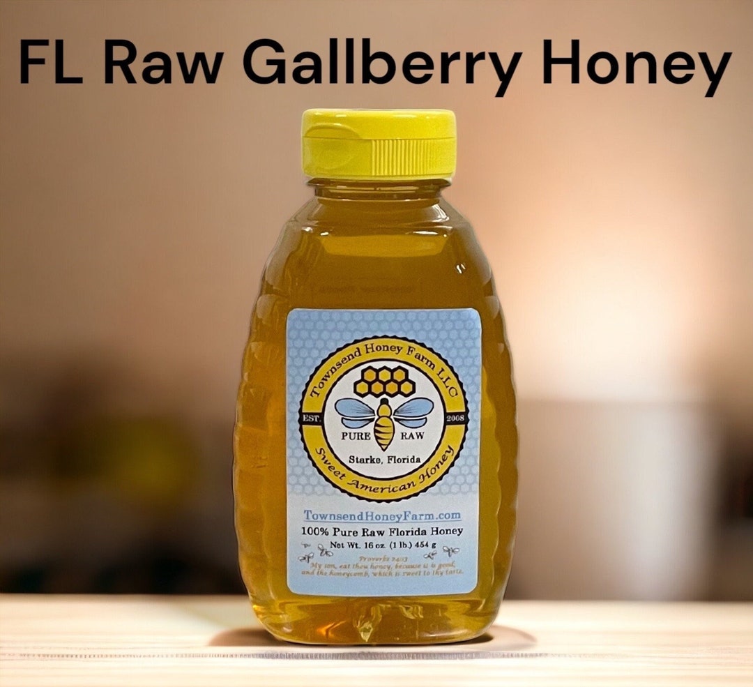 1 Lb (16oz) FL Raw Gallberry Honey, 2024 Crop, Pure Raw Florida Honey ...