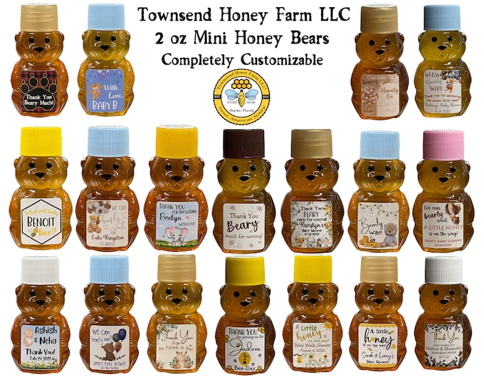 Honey, 15 Mini Honey Bears, Custom Honey Bears, Pure Raw FL Honey ...