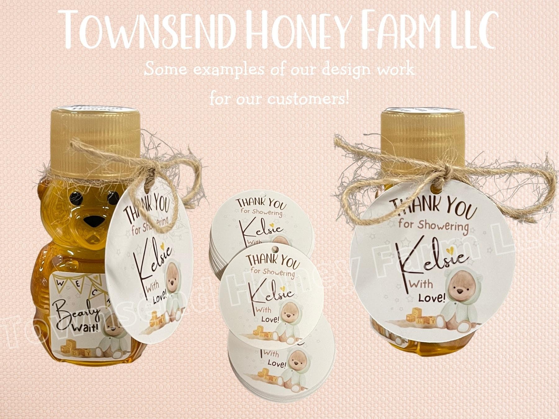 Custom Hang Tags, Mini Honey Bears Bottle Tags, Jar Tags, Personalized ...