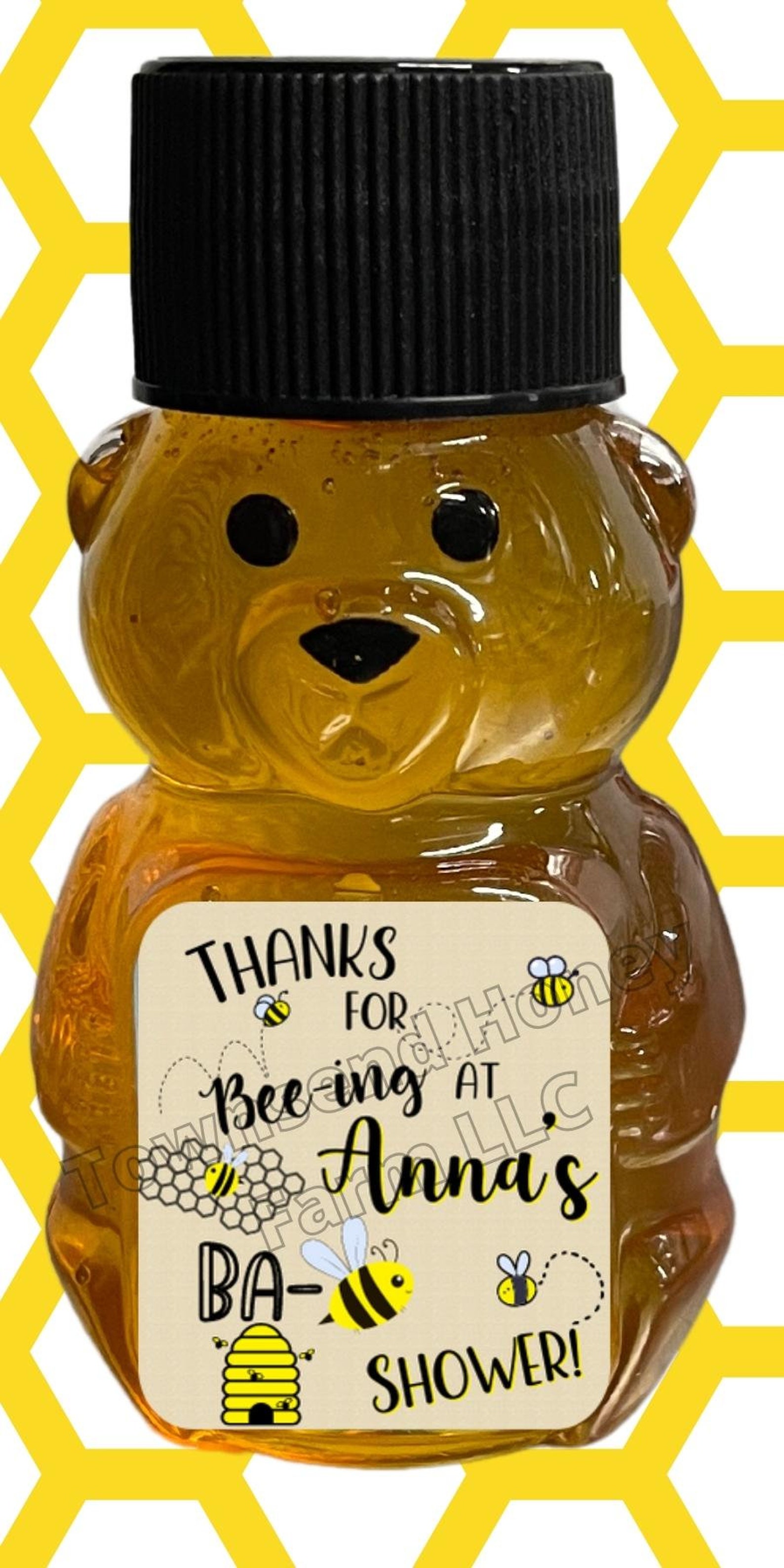 100 Mini Honey Bears Custom, Pure Raw FL Honey, Wedding, Bridal, Baby ...