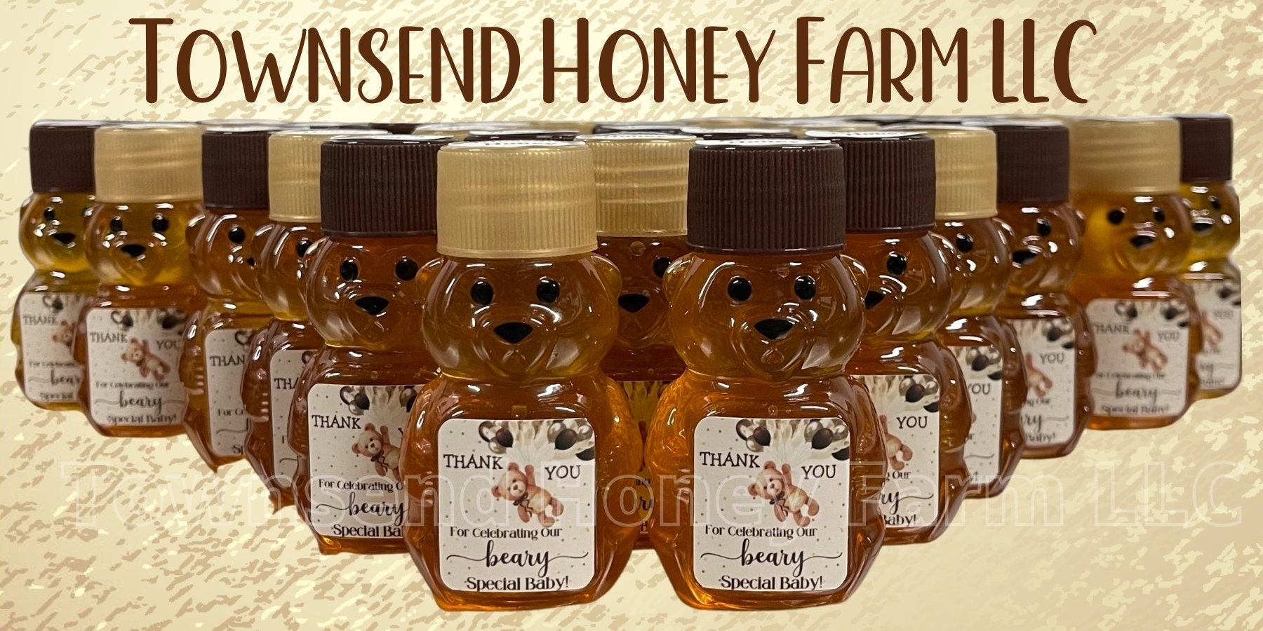 100 Mini Honey Bears Custom, Pure Raw FL Honey, Wedding, Bridal, Baby ...