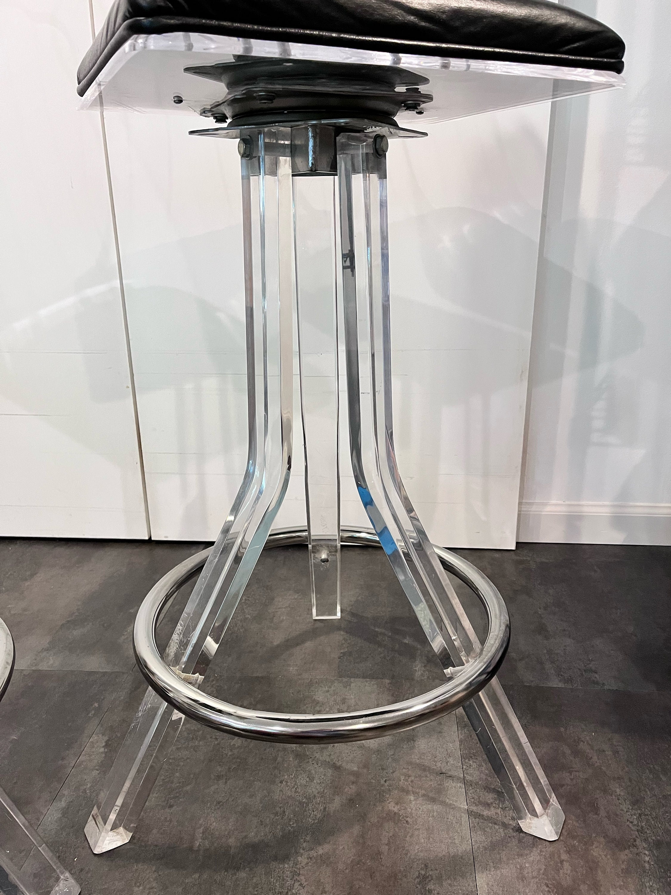 Vintage Lucite Swivel Counter Stools Set of Two, Mid-century Lucite Bar ...