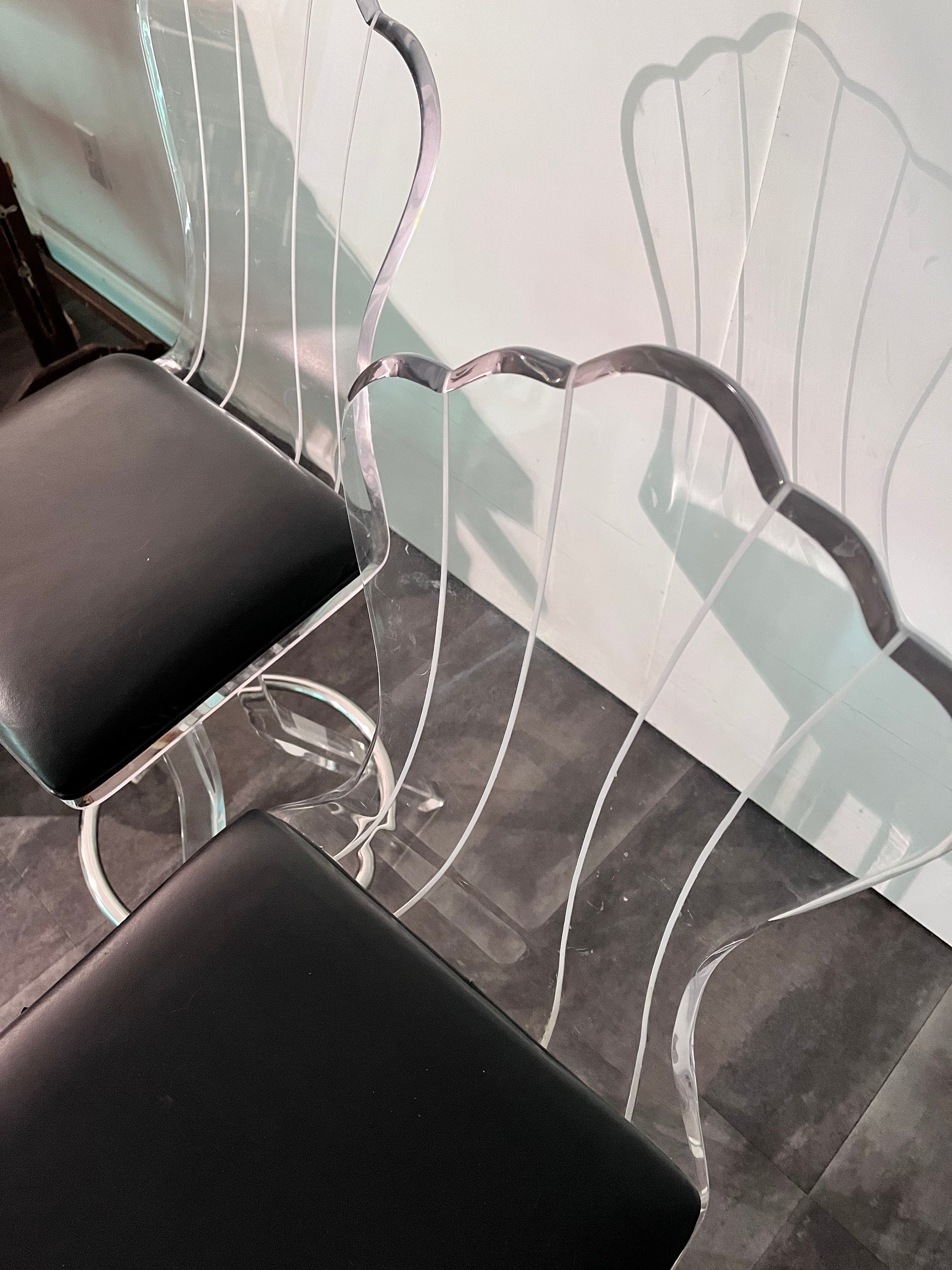 Vintage Lucite Swivel Counter Stools Set of Two, Mid-century Lucite Bar ...