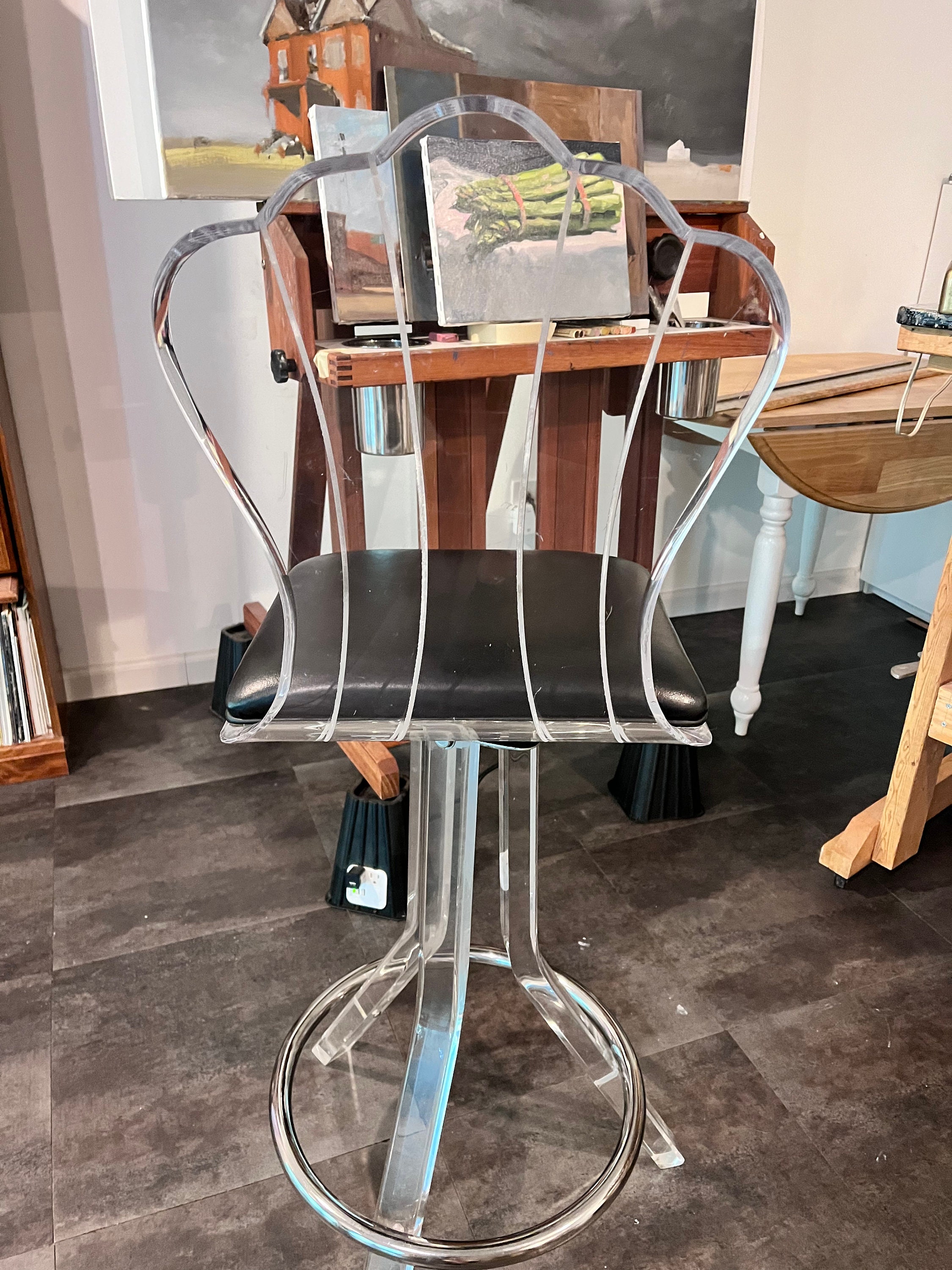 Vintage Lucite Swivel Counter Stools Set of Two, Mid-century Lucite Bar ...