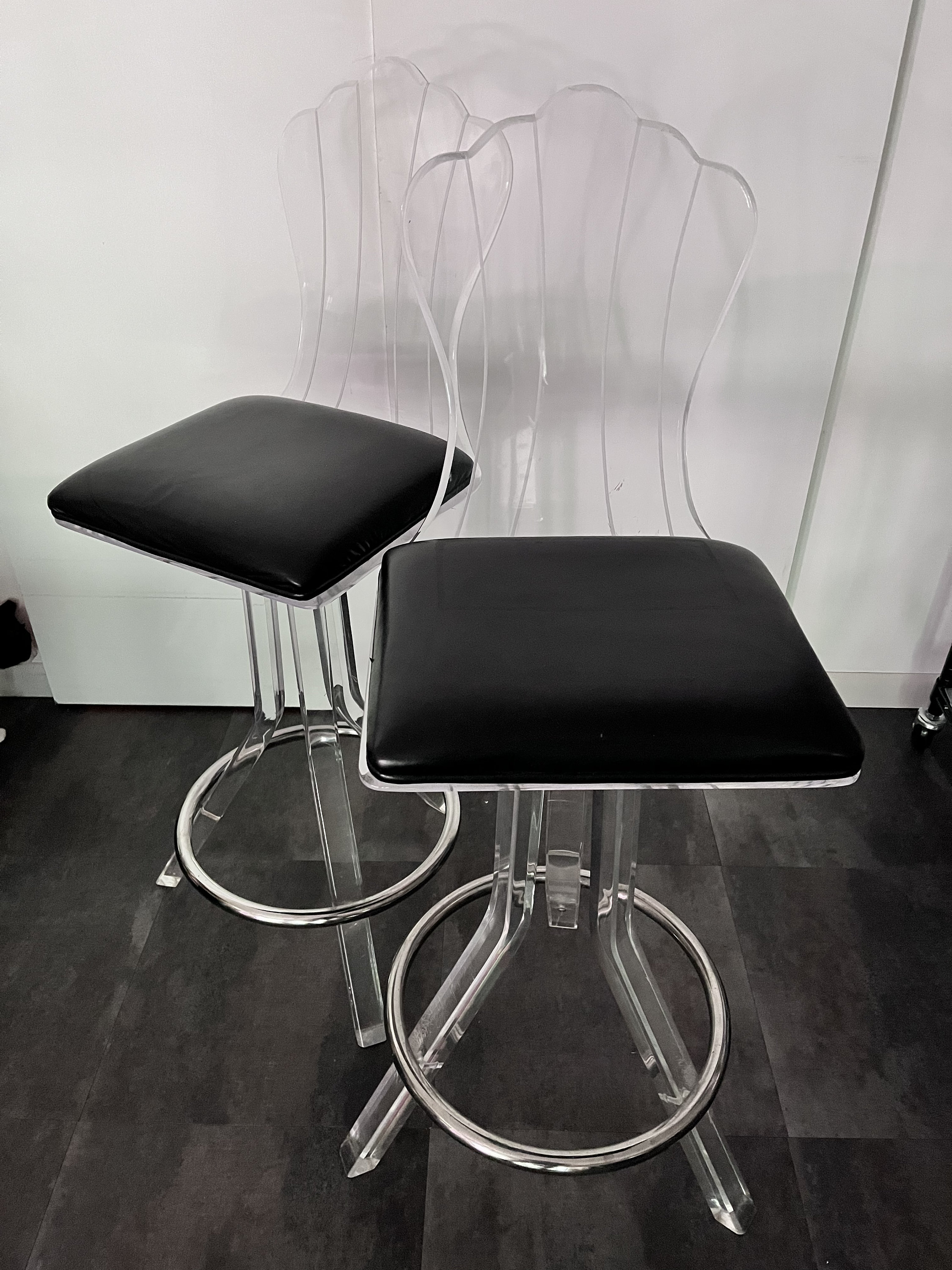 Vintage Lucite Swivel Counter Stools Set of Two, Mid-century Lucite Bar ...