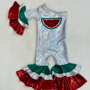 Glittering Watermelon One-shoulder Jumpsuit | Sparkle Pageant Outfit ...