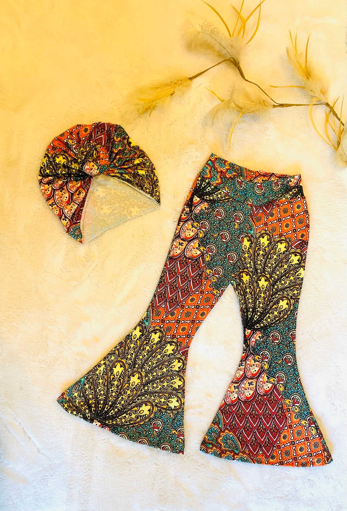 Phoenix Bell Bottoms and Sand Ribbed Halter Top Kids Bell | Etsy