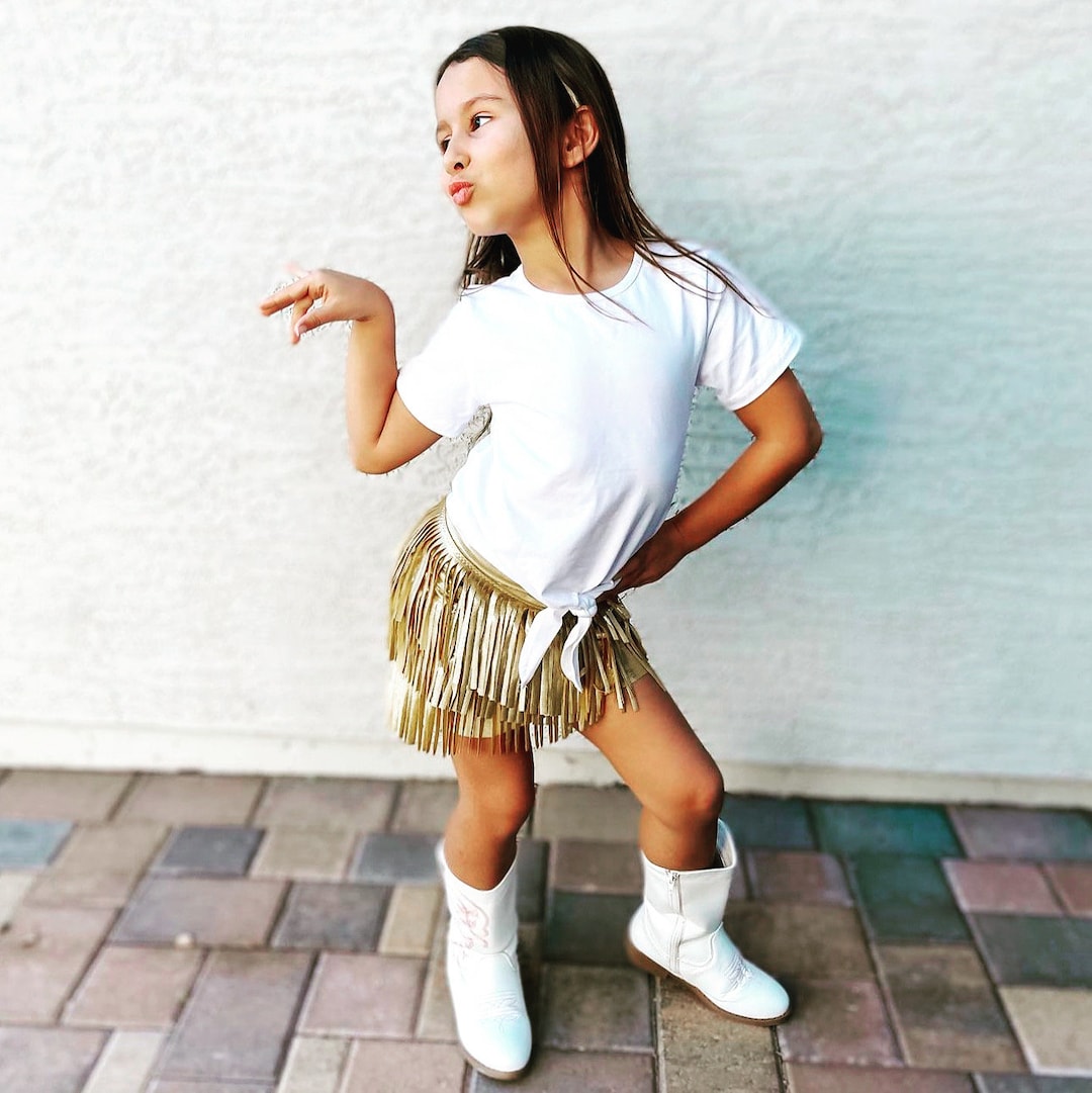 Girls Fringe Mini Skirt|vegan Leather, Faux Suede, Lycra Spandex ...