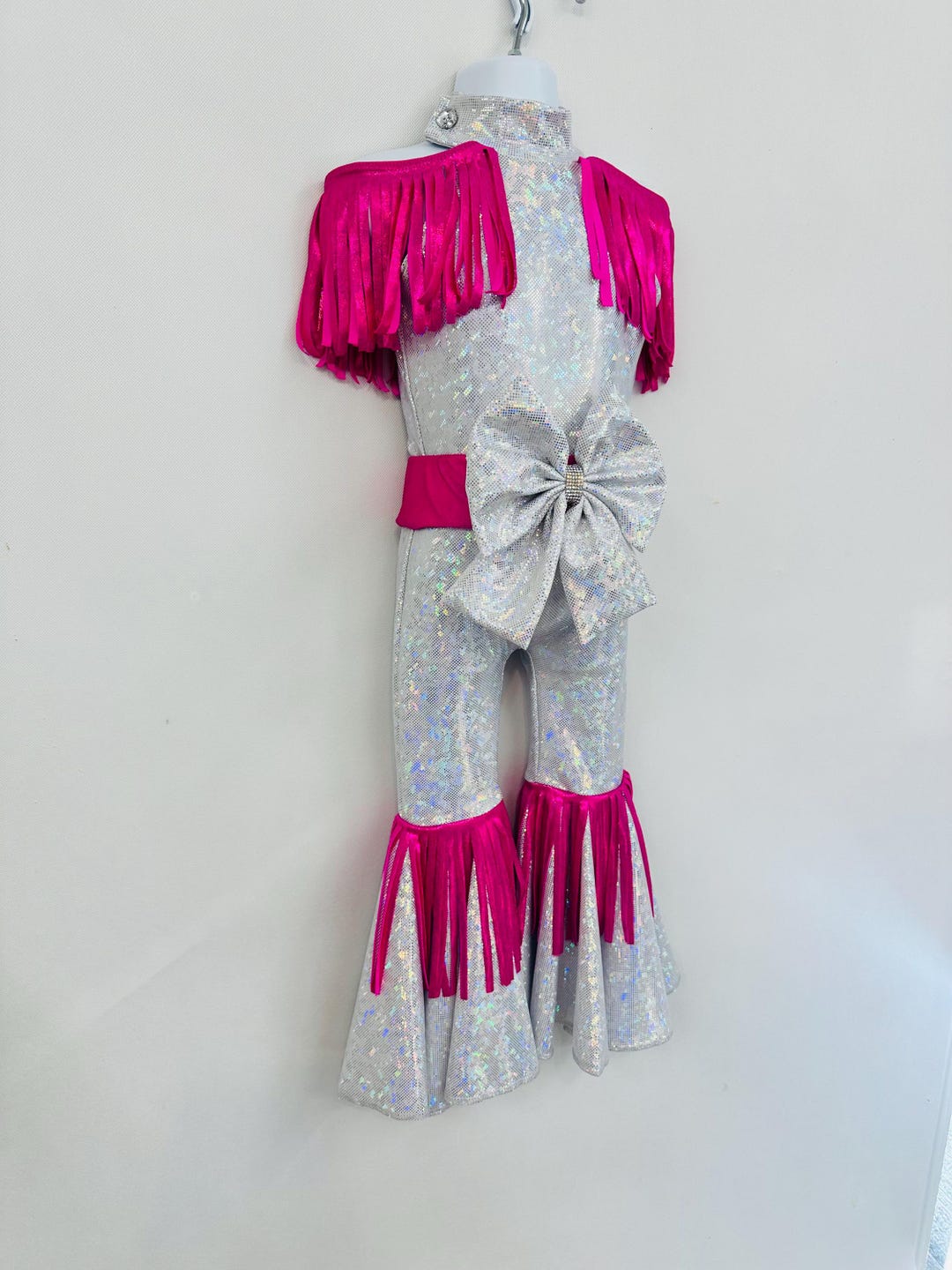 Fringe Rockstar Jumpsuit and Bow Belt - Shoulder Fringe Halter Neck ...