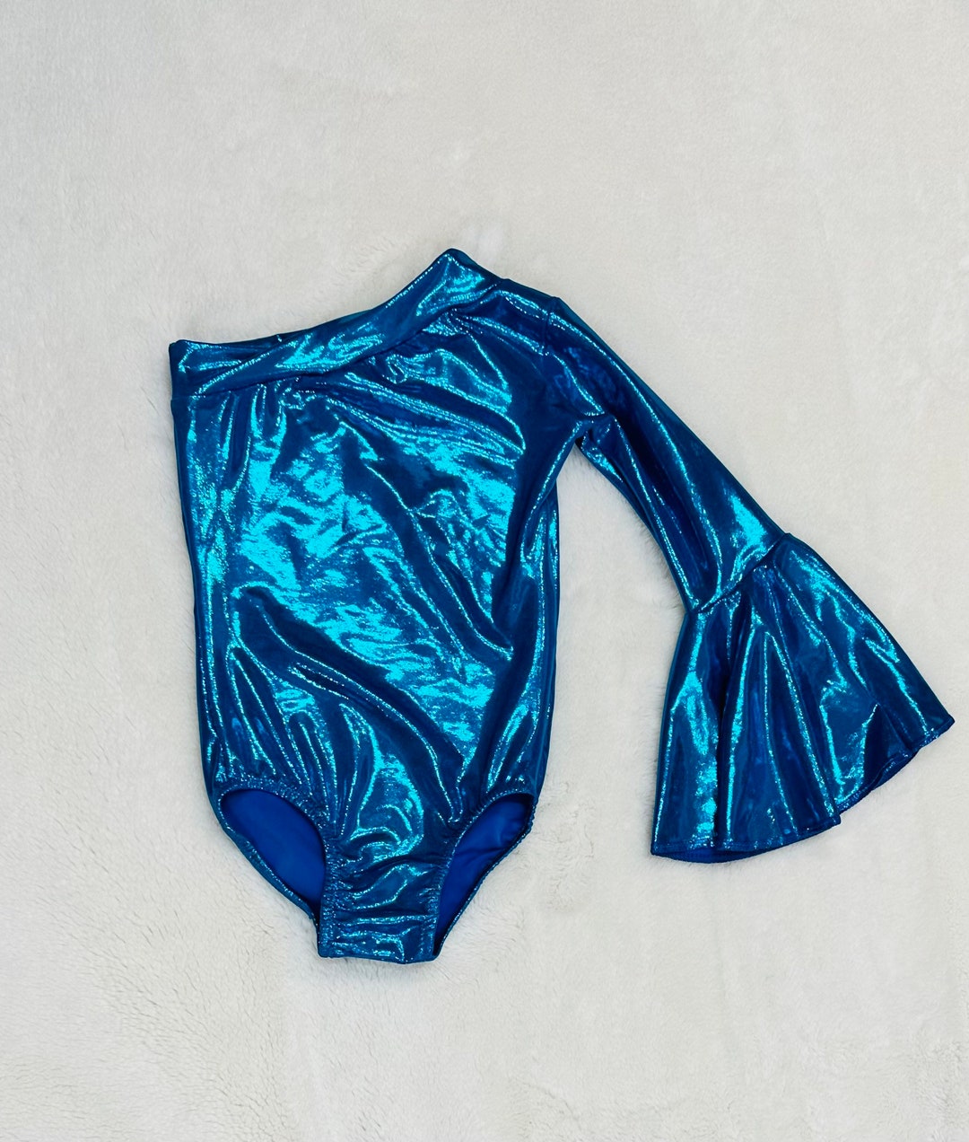 Blue Asymmetrical Leotard With Bell Sleeve Choose Your Color/kids ...