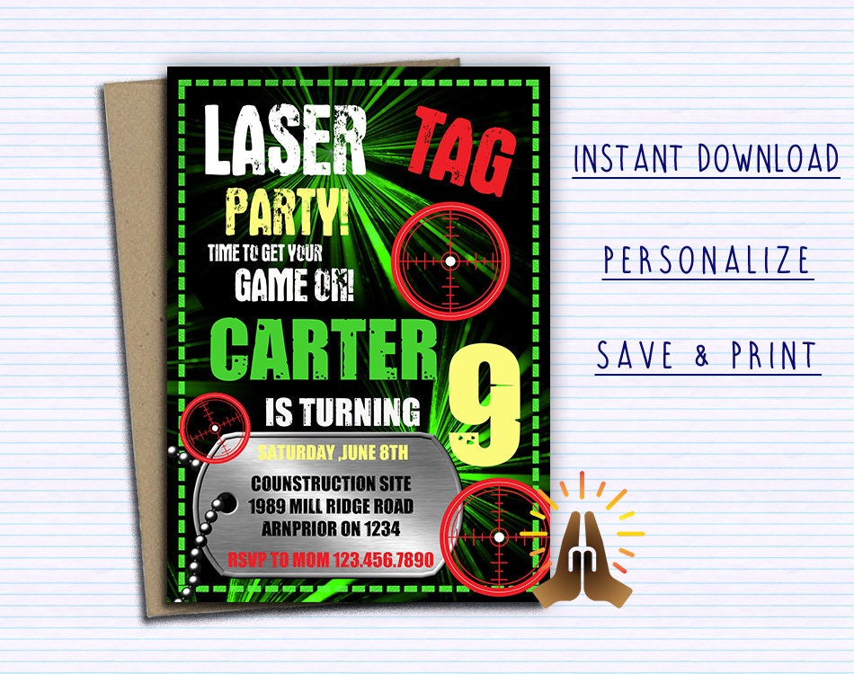 Laser Tag Flyer Invitations Printable