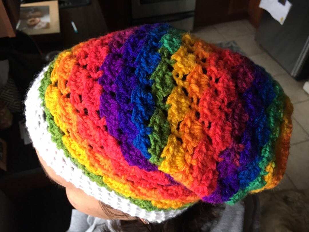 Rainbow Slouchy Hat - Etsy