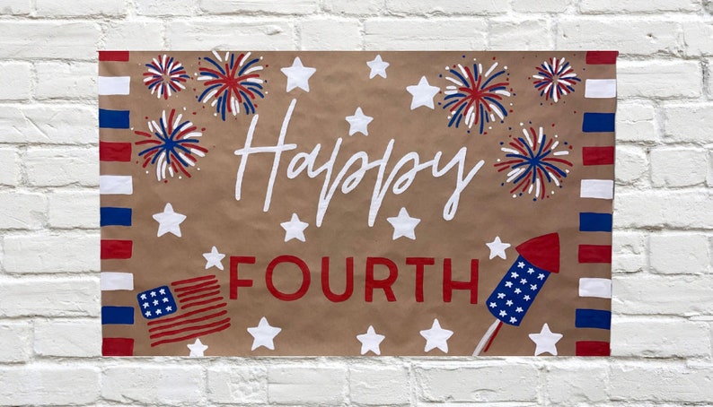 Fourth of July Painted Banner - Etsy