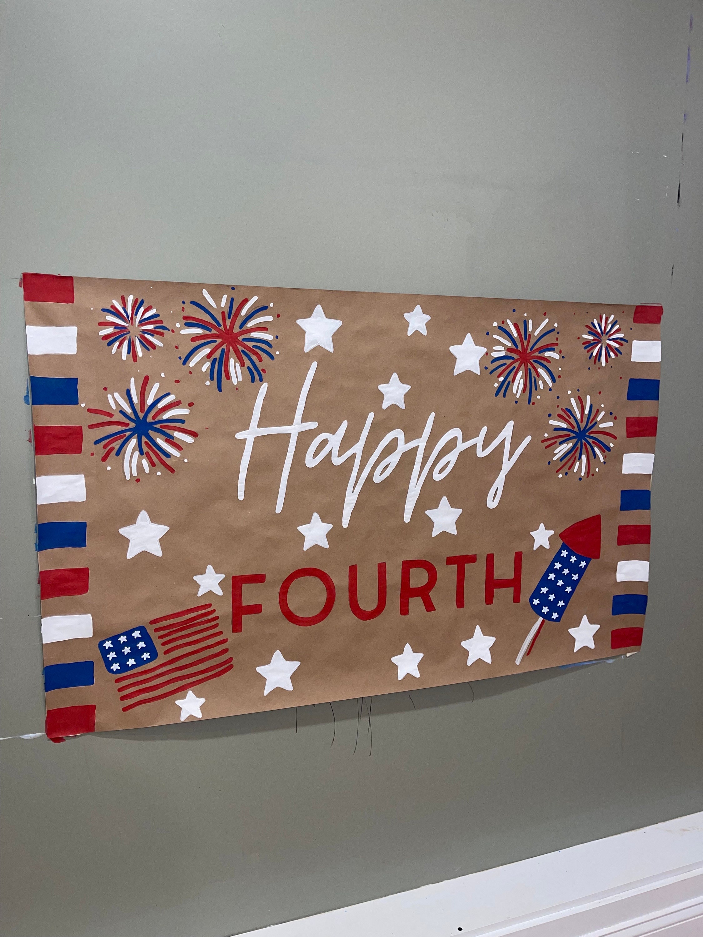 Fourth of July Painted Banner - Etsy