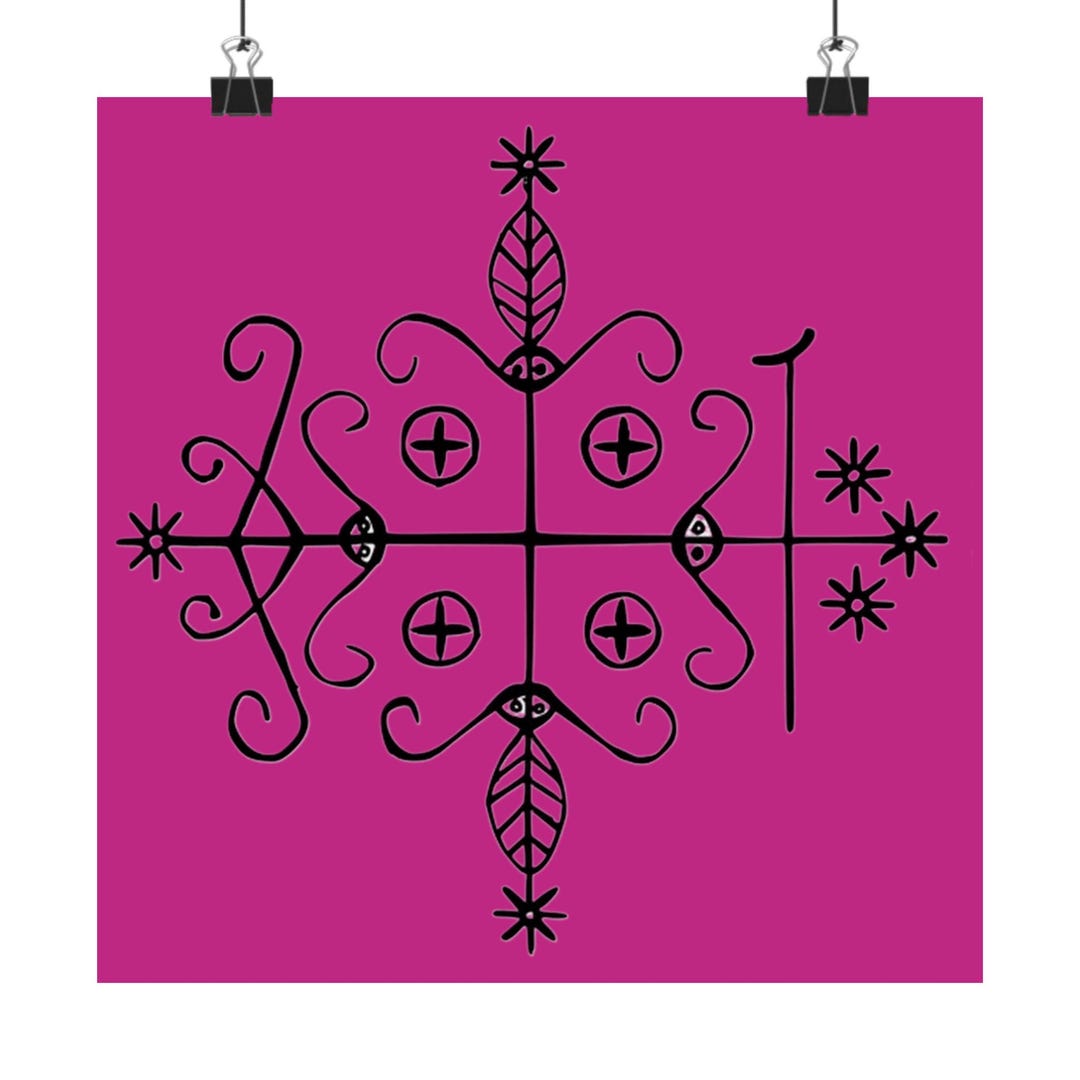 Vertical Posters (pink), Papa Legba Veve Loa Art, Voodoo Decor ...