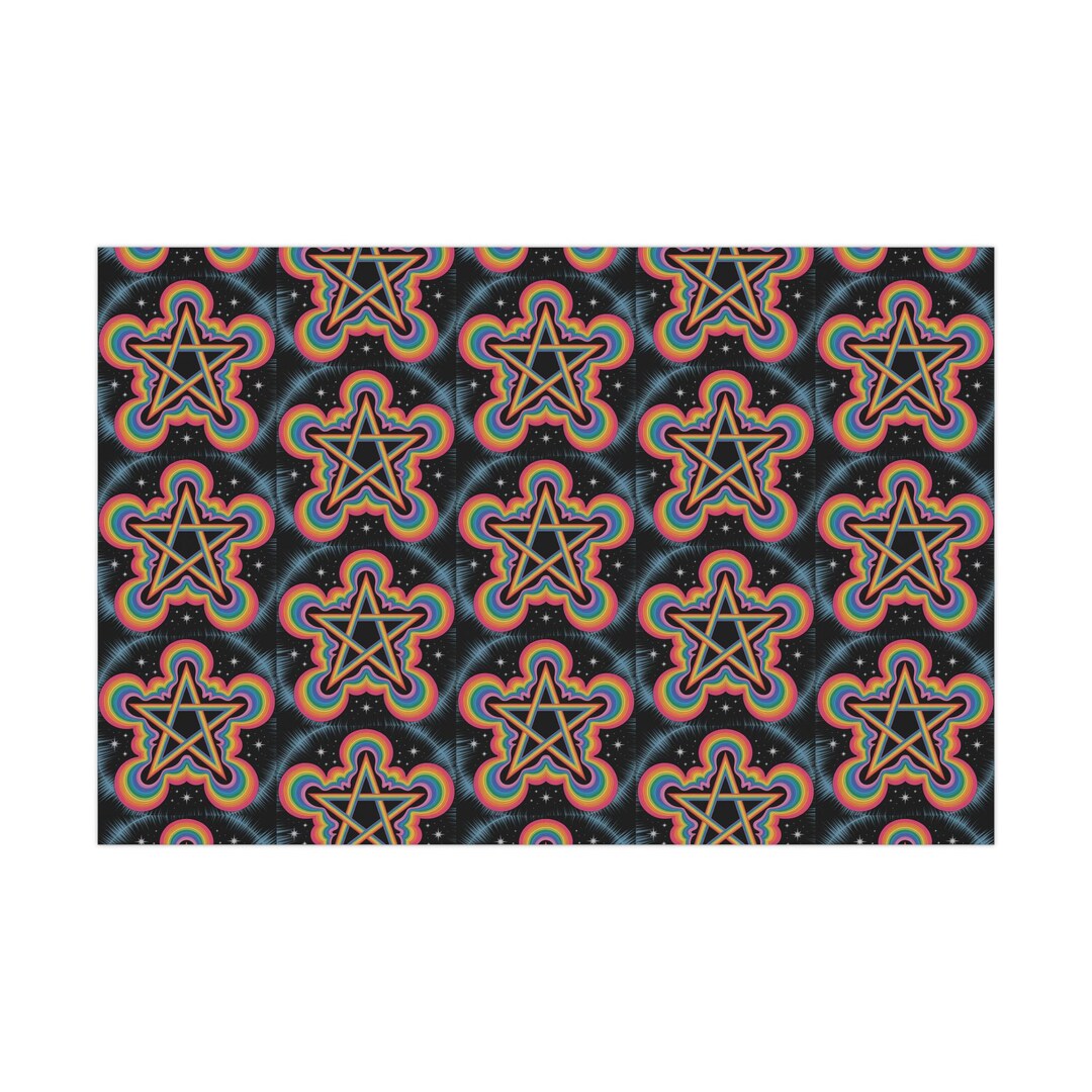 Pagan Rainbow Pentagram Gift Wrap: Sabbaths & Yule Holiday Paper - Etsy